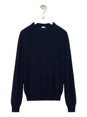Loewe Merino Wool Sweater With Contrast Collar - Black