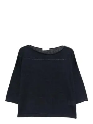 ROBERTO COLLINA Boat Neck Three-quarter Sleeve Jumper - Black