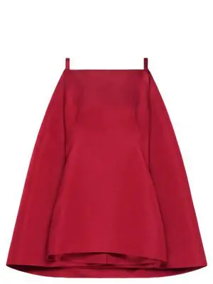 Givenchy Sliced Mini Dress In Satin With Cape - Deep Red