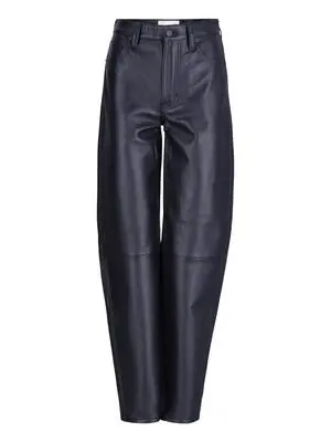 FRAME Leather Pants With Belt Loops - Navy Blue