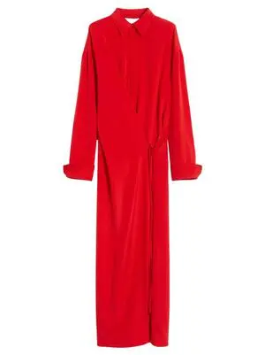 Sportmax Long Sleeve Maxi Dress With Side Knot - Red