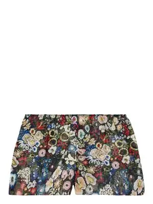 Khaite Tilly Printed Silk Chiffon Shorts - Black