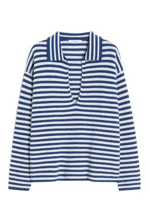 Max Mara Striped V-neck Sweater White/blue