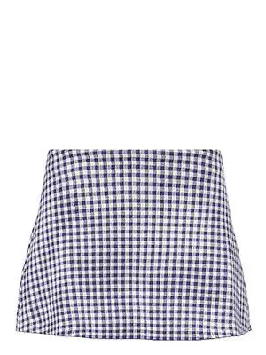 Good American Gingham Knit Mini Skort - Navy Gingham