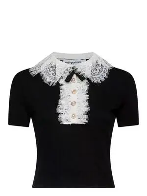 SELF-PORTRAIT Lace Collar Blouse - Black