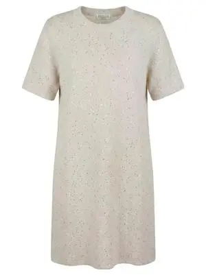 Brunello Cucinelli Sequin-embellished Knitted Dress - Neutrals