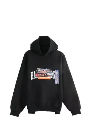 Balenciaga Logo-print Cotton Hoodie - Black