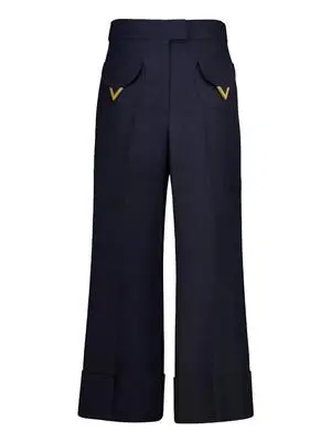 Valentino Garavani Vlogo Signature Turn-up Cuff Trousers - Blue