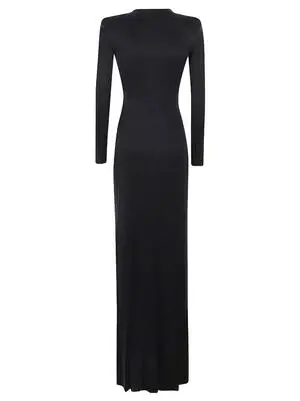 Elisabetta Franchi Gathered Maxi Dress With Gold-tone Hardware - Black