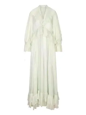 Chloé Ruffled Silk-charmeuse Maxi Dress - Grey