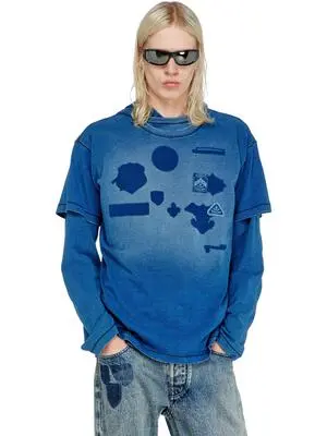 DIESEL® T-shirt With Shadow-effect Patches - Blue
