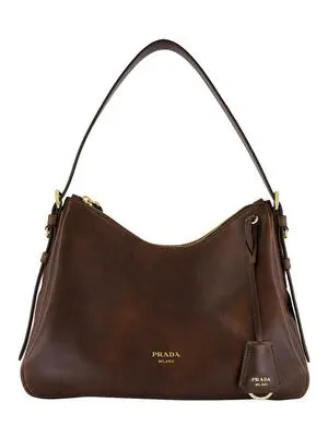 Prada Cocoa Leather Shoulder Bag - Brown