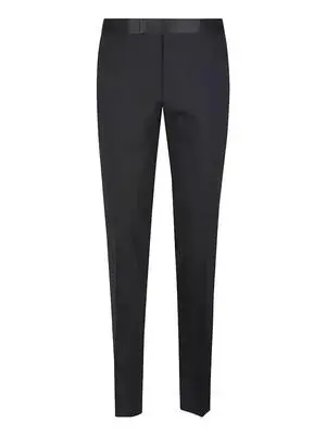 LARDINI Lardini Satin-Trim Wool Trousers Black
