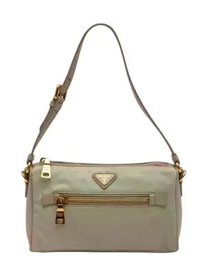 Prada Tessuto Saffiano Trimmed Pocket Shoulder Bag - Neutrals