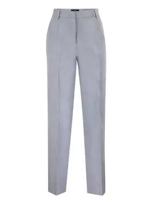 Max Mara Linen Pressed Crease Trousers - Blue