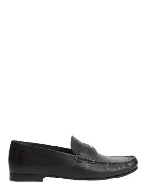 Tommy Hilfiger Th Monogram Logo-plaque Leather Penny Loafers - Black
