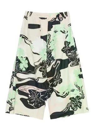 PSOPHIA Floral-print Wide-leg Trousers - Neutrals