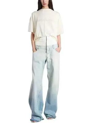 B1ARCHIVE Layered-waist Wide-leg Jeans - Blue