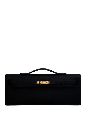 Hermès Kelly Epsom Leather Clutch With Gold Hardware - Black