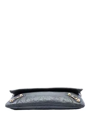 Balenciaga Lambskin Leather Motocross Giant 12 Envelope Clutch With Strap - Grey