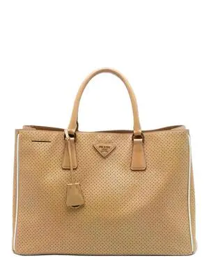 Prada Saffiano Lux Galleria Zip Tote Bag - Brown