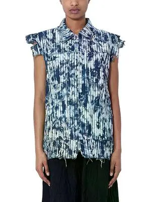 LIMI FEU Textured Weave Sleeveless Jacket - Blue