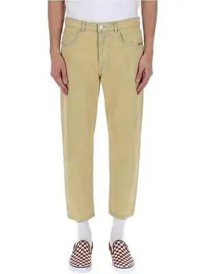 AMISH SUPPLIES Cropped Cotton Denim Jeans - Beige