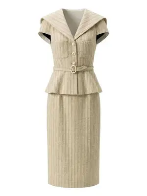 BELSIZE25 Faux Two-piece Sailor Collar Dress - Yellow