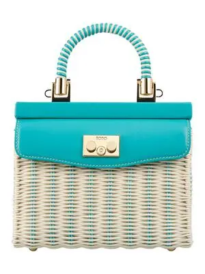 Rodo Small Paris Woven Wicker Leather Handbag - Neutral