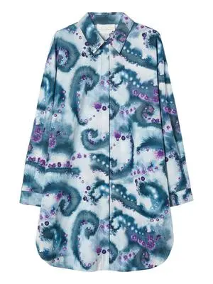 Marina Rinaldi Cotton Printed Midi Shirt Dress - Navy