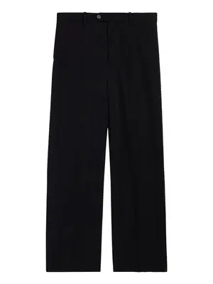 Balenciaga Wool Gabardine Relaxed Fit Trousers - Black