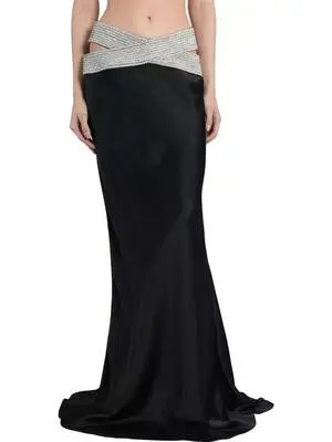 NUE Crystal-embellished Cut-out Skirt - Black