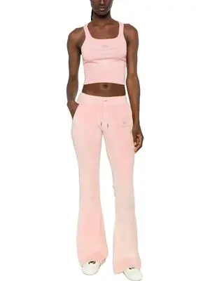 SPORTY & RICH Rhinestone Embellished Cropped Tank Top - Pink