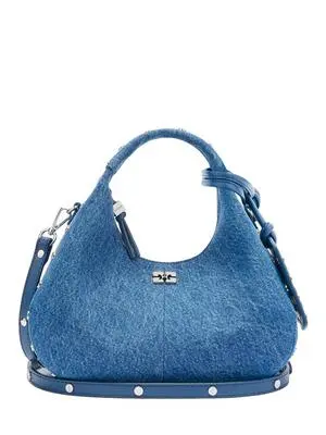 GANNI Studded Mini Hobo Bag - Blue