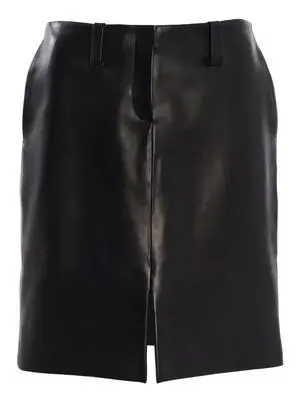 Brandon Maxwell The Lex Leather Pencil Mini Skirt - Black