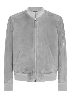 TOM FORD Suede Bomber Jacket - Silver
