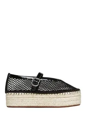 Alaïa Net Platform Espadrilles With Patent Leather Trim - Black