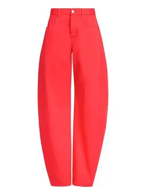 Alaïa High-waist Barrel-leg Denim Trousers - Red