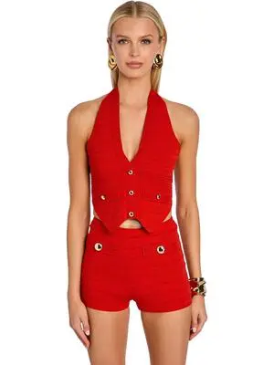 Retrofete Tinsley Metallic Knit Vest - Metallic Geranium
