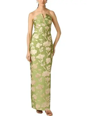 Aidan Mattox Woven Jacquard Gown - Fern
