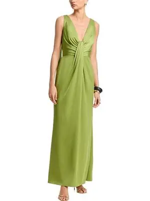 Aidan Mattox Crepe Back Satin Gown - Fern