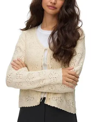 Vero Moda Tie Front V-neck Cardigan - Birch