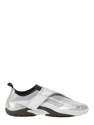 LANVIN Lnv1 Sneakers In Crinkled Metallic Leather - Black/silver