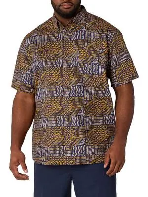 HARBOR BAY BY DXL Big & Tall Easy-care Geometric Print Sport Shirt V3 - Multi