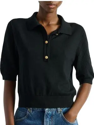 Balmain Knitted 3-button Polo Shirt - Black