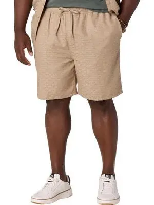 SOCIETY OF ONE BY DXL Textured Jacquard Linen-blend Shorts - Dune