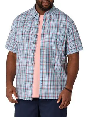 HARBOR BAY BY DXL Big & Tall Easy-care Medium Plaid Sport Shirt V8 - Blue Multi