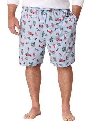 HARBOR BAY BY DXL Big & Tall Dog Print Lounge Shorts - Blue Multi