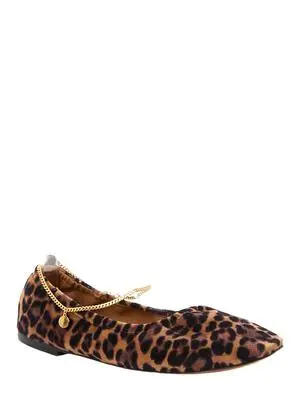 Stella McCartney Ballerina Flats With Print And Chain Detail - Leopard