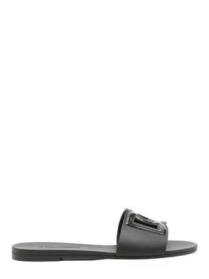 Dolce & Gabbana Dg Logo Flat Sandals - Black